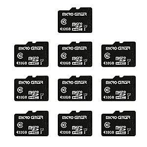 Micro Center 32GB Class 10 Micro SDHC Flash Memory Card 10 Pack with Adapter for Mobile Device Storage Phone, Tablet, Drone & Full HD Video Recording - 80MB/s UHS-I, C10, U1 (10 Pack)