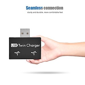 Portable Male to 2 Port USB Twin Charger USB Hub, USB2.0 Hub Adapter, Plug and Play for Mobile Device with USB Port(black)