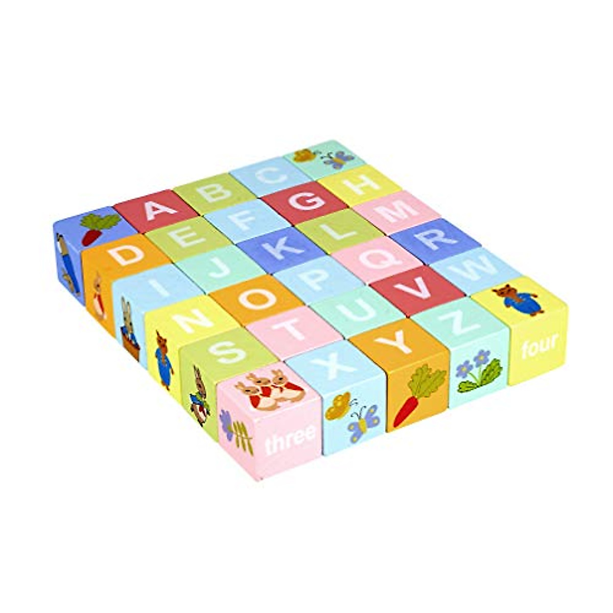 Orange Tree Toys - Peter Rabbit Block Trolley - Wooden Alphabet Block Trolley That Encourages First Steps and Develops Key Motor Skills, Includes 30 Blocks, for Kids Ages 12 Months +