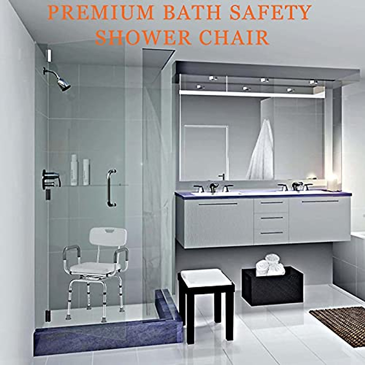 PAYRFV Pivoting Swivel Shower Chair for Elderly Seniors, 360° Bathtub Seat with Arms and Back Bath Stool Aid with Swivel Seat, Adjustable Height Shower Bench, Bathroom Bath Chair for Inside Shower