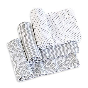 Burt's Bees Baby - HM25785 - Swaddles, Muslin Cotton Baby Blankets, 3-Pack, 47" x 47", Multipurpose Lightweight & Breathable 100% Organic Cotton (Dottie Bee)