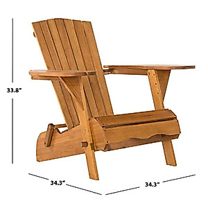 Safavieh PAT7034A-SET2 Outdoor Collection Breetel Teak (Set of 2) Adirondack Chair, Natural