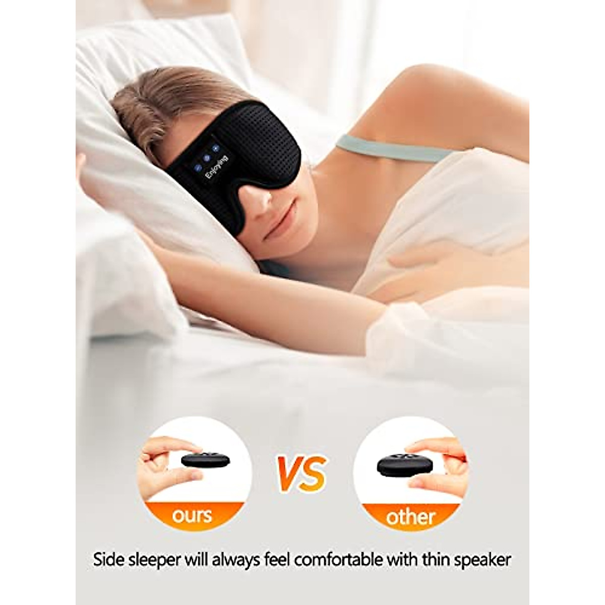 Sleep Headphones Bluetooth Headband, MOITA Sleep Eye Mask for Sleeping, Wireless Sleep Headphones, Cozy Band with Speakers Bluetooth Earphones, Gift for Side Sleeper, Travel, Meditation, Insomnia