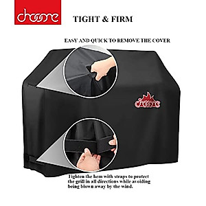 Chooone 58 Inch Grill Cover, Heavy Duty Waterproof Barbecue Gas Grill Cover, Windproof, UV and Fade Resistant, 600D BBQ Grill Cover for Weber Brinkman Char-Broil and More, Black Cover