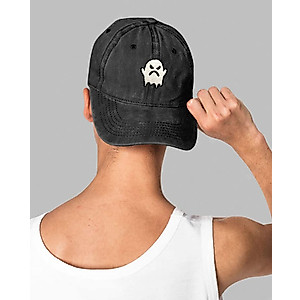 Heucapc Embroidered Halloween Baseball Cap Vintage Ghost Denim Hat Adjustable Embroidery Pumpkin Dad Hats for Men Women