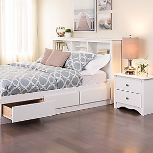 Prepac Stylish Full/Queen Headboard with 3 Compartments Monterey 2 Drawer Nightstand
