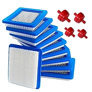 HOODELL 10 Pack 491588S Air Filter + 394358 Fuel Filter Compatible with Briggs and Stratton 491588 4915885, Toro 20332, Craftsman 33644, Pro Performance for Push Lawn Mower