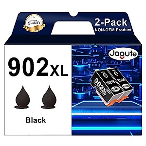 Jagute 902XL 902 Black Ink Cartridges Replacement for HP 902 XL Use with OfficeJet Pro 6978 6968 6970 6960 6971 6974 6975 6976 6979, OfficeJet 6958 6950 6951 6954 Printers.（2 Black）