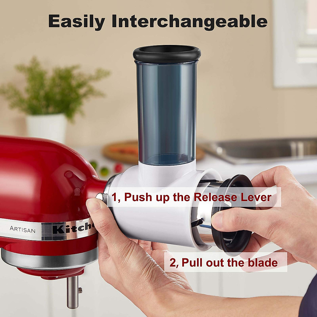 Slicer Shredder Attachment for KitchenAid Stand Mixer, Cheese Grater Attachment for KitchenAid Stand Mixer, Food Processor with 3 Blades by Hozodo