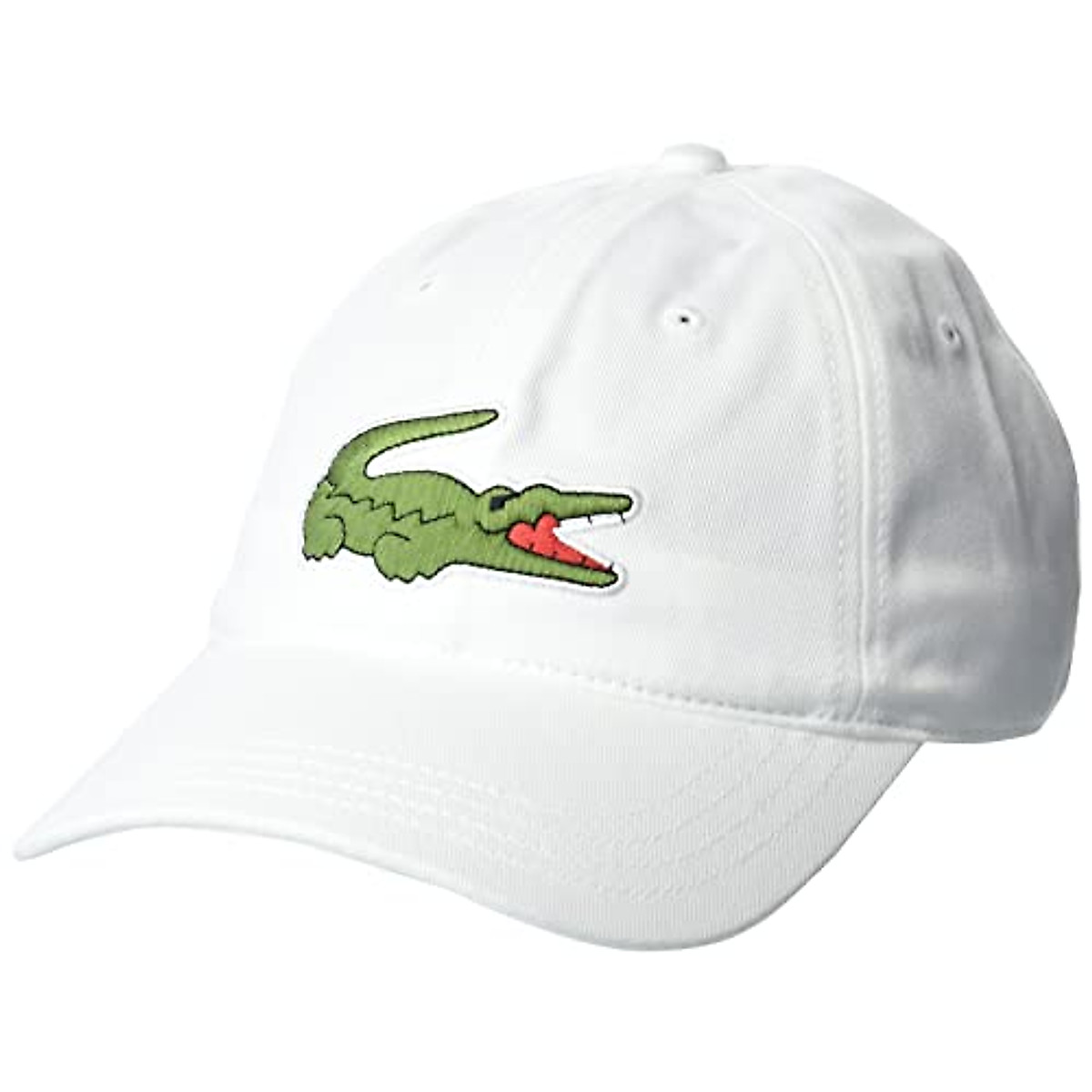 Lacoste Mens Adjustable Organic Cotton Twill Cap, White, One Size