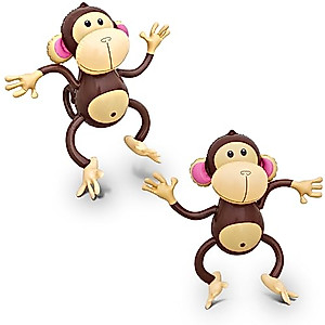 4E's Novelty Inflatable Monkeys (2 Pack) 27 Inch Large Monkeys Inflatables for Jungle Decor, Safari Jungle Birthday Decorations, Kids Animal Party Supplies, Baby Shower Favors