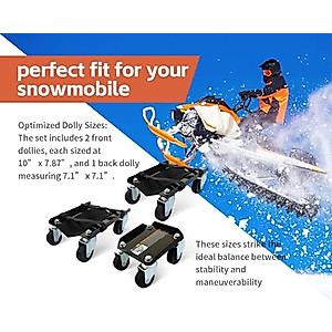 MaxxHaul 50906 Snowmobile Moving Dolly Set, 1500lbs Load Capacity V-Slide Anti-Slip Rubber Pads Straps Firmly Attaching on Skis