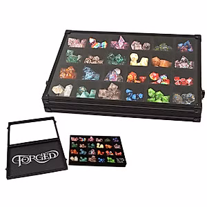 Forged Dice Co. Dice Display Case and Rolling Tray with Removable Divided Dice Tray - Storage Box Holds up to 240 Metal or Plastic Polyhedral Dice Sets - Great for Dice Collectors or RPG D&D Games