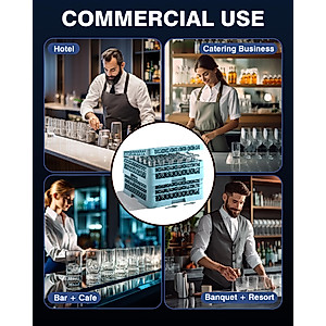 WantJoin 2 Pack Glass Rack 36 Compartments with 2 Extenders,Commercial Dishwasher Rack for Kitchens and Restaurants Bar Storage, Polypropylene (PP), 19.5 x 19.5 x 7.1 Inches, Blue