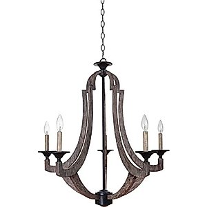 Craftmade 35125-WP Winton Candle Chandelier Lighting, 5-Light, 300 Watts, Weathered Pine (30"W x 31"H)
