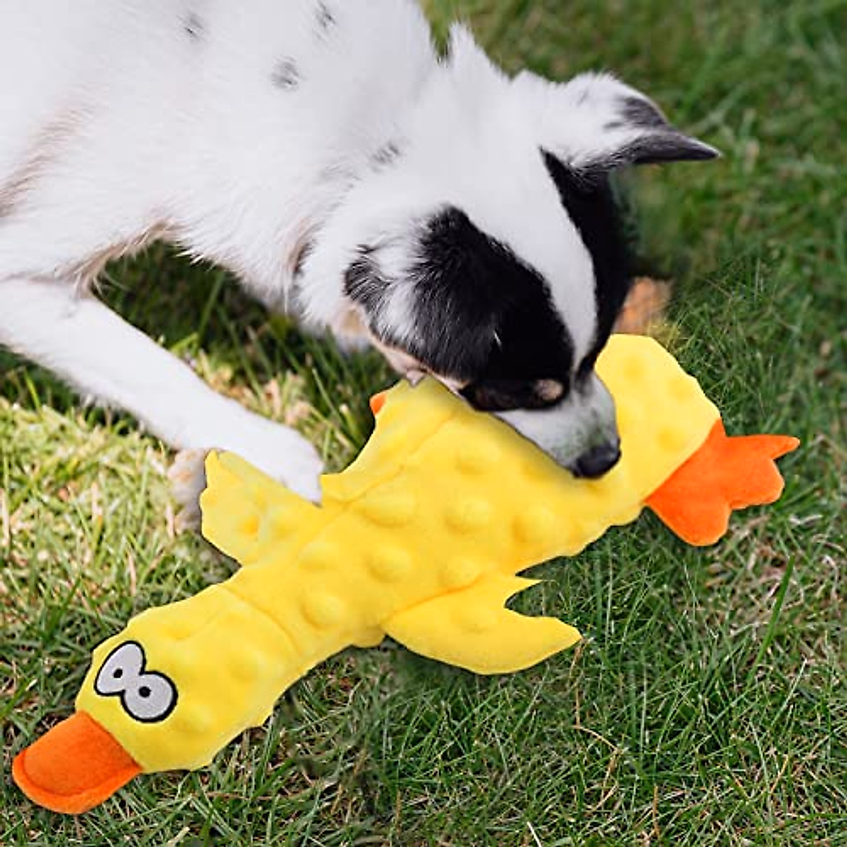 Qmisify Stuffed Duck Dog Toy - Puppy Squeaky Toys | Stimulate Appetite Duck Dog Toy, Squeaky Pet Toy, Plush Dog Chew Toy for Large Dogs