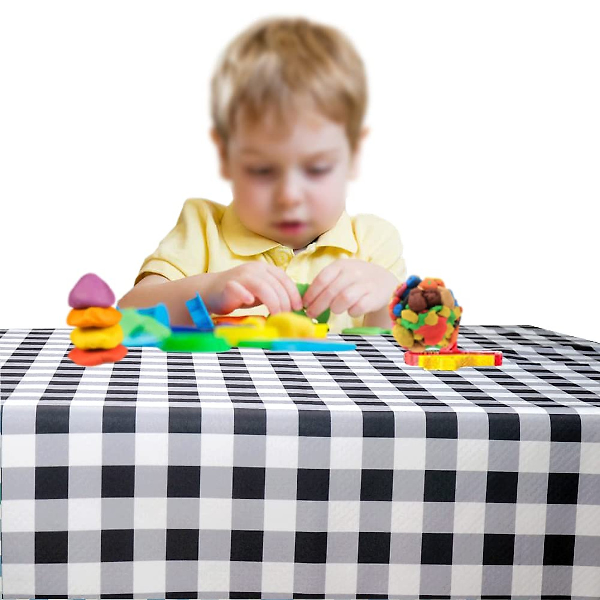 Baby Splat Floor Mat for Under High Chair/Arts/Crafts by CLCROBD, 51" Waterproof Anti-Slip Food Splash Spill Mess Mat, Washable Carpet Protector Mat and Table Cloth (Plaid)