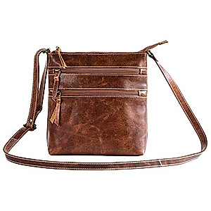 Hide N Craft Stylish Full Grain Real Leather Crossbody Bag For Women Crossover Purse, Long Shoulder, with Adjustable Strap, 2 Front and Internal Pocket, Girls Handbag (8.5x2x9 inches) – Brown