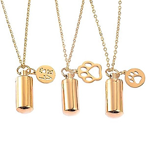 Stainless Steel Pet Urns Holder Necklace For Dogs Cats Pet Memorial NecklaceKeepsake Loss Pet Memory Urn Holder Jewelry Memorial Jewelry For Pets Ashes Container Pendant For Pets Pet Memorial Necklace