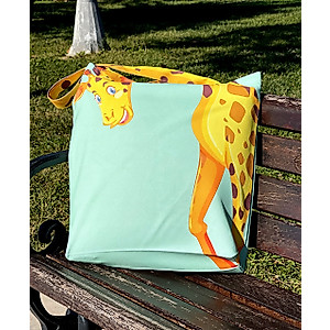 Giraffe Gifts for Women - Funny Giraffe Decor - Giraffe Lover Gift Bag for Women - Canvas Reusable Large Halloween Tote Bag for Grocery Shopping Beach - Book Tote Bag - Teacher Tote (Green - Giraffe)