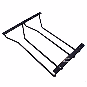 Abcsea 1 Piece Wine Glass Rack Under Cabinet, Stemware Rack Black, Wine Glass Holder, Goblet Wine Rack With Screws, 27cm 2 Rows