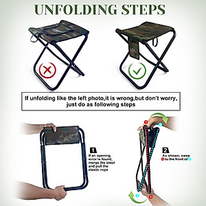 K-MingleSo Upgraded Portable Folding Stool, 13 Inch Camping Stool for Adults Fishing Hiking Gardening and Beach with Carry Bag, Hold Up to 450lbs[Camo]