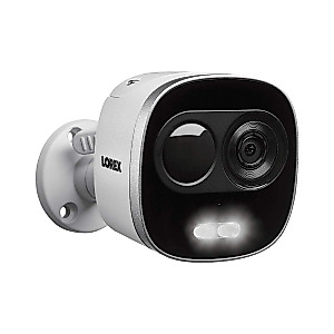 Lorex LNB8105X 4K Ultra HD Active Deterrence IP Security Bullet Camera, 2.8mm, 130ft Night Vision, CNV, Audio, Works with LNR600X,LNR6100X,N841,N861B,N862B,N842, White (Renewed)