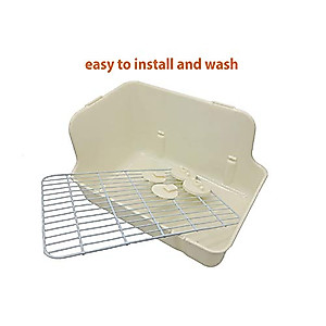 Rabbit Litter Box, Corner Litter Bedding Box, Pet Toilet for Small Animals, Rabbit, Guinea Pig, Chinchilla, Ferret, Galesaur, 11.02 Inches (Pink)