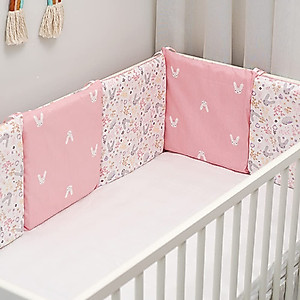 6Pcs Cotton Baby Crib Bumper Pads, 12x12IN Breathable Mesh Crib Liner Padded Crib Bumpers Safe Crib Protector Buffer Pads Crib Bedding Bumper Washable Bed Bumper for Cribs for Toddler Boys Girls