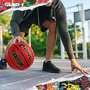 AND1 Fantom Rubber Basketball: Official Regulation Size 7 (29.5 inches) - Deep Channel Construction Streetball, Made for Indoor Outdoor Basketball Games,Burgundy