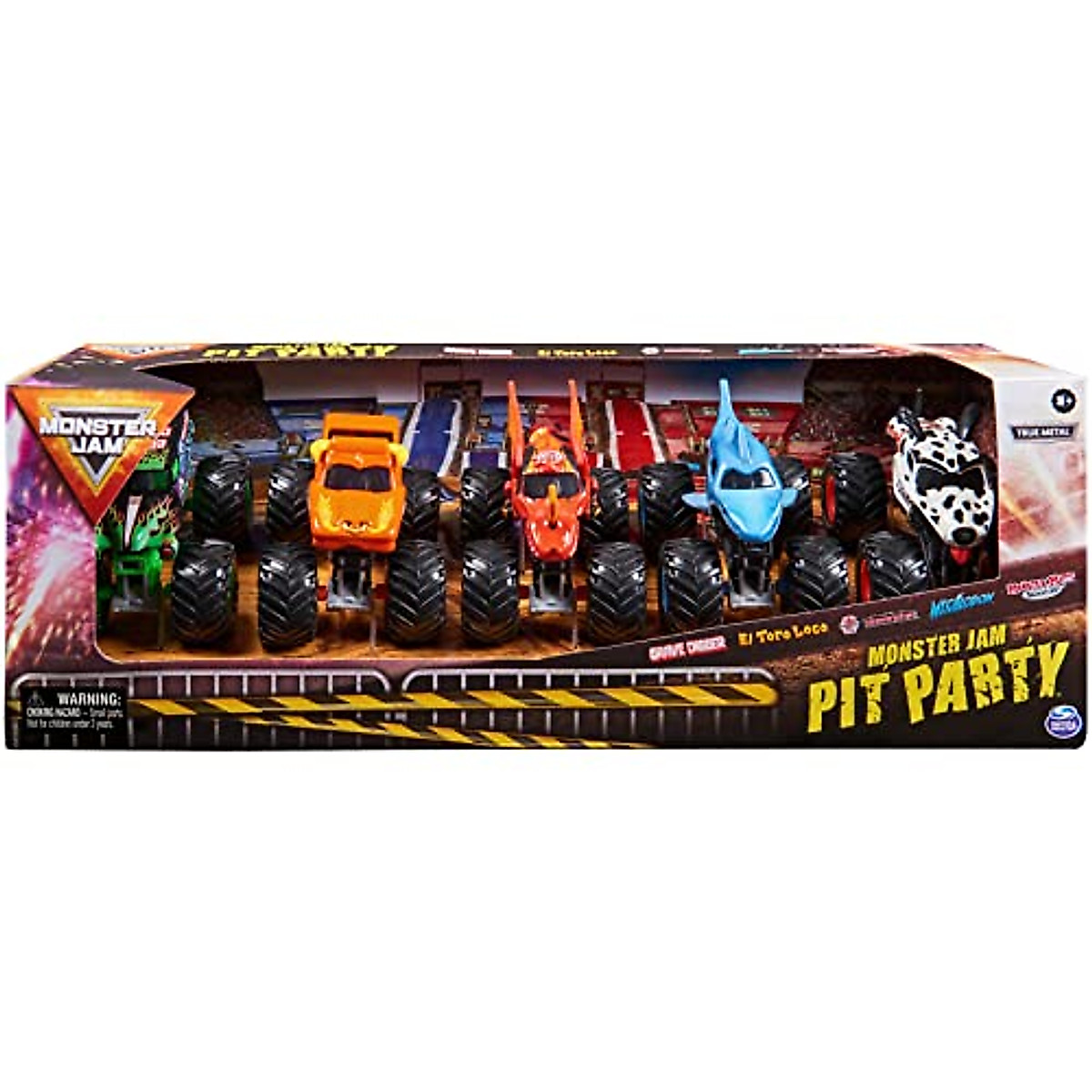 Monster Jam, Official Pit Party 5-Pack of 1:64 Scale Monster Trucks, Kids Toys for Boys and Girls Ages 3 and Up