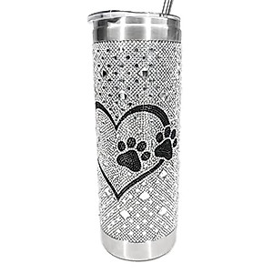 Jacqueline Kent JKT103.HEM Diamonds In The Ruff Tumbler Hematite With Black Paw 20 Ounces