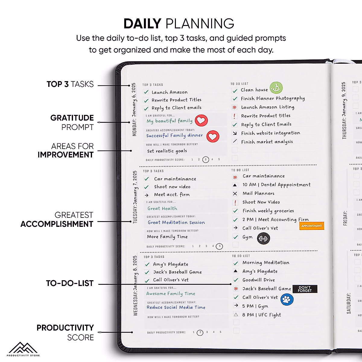 Best 2023 Planner Weekly and Monthly 5x8 | Goal, Business & Productivity Planner | Undated Daily 2023 Planner With To Do List, Habit Tracker & Planner Stickers | Productivity Store Planner PRO (Black)