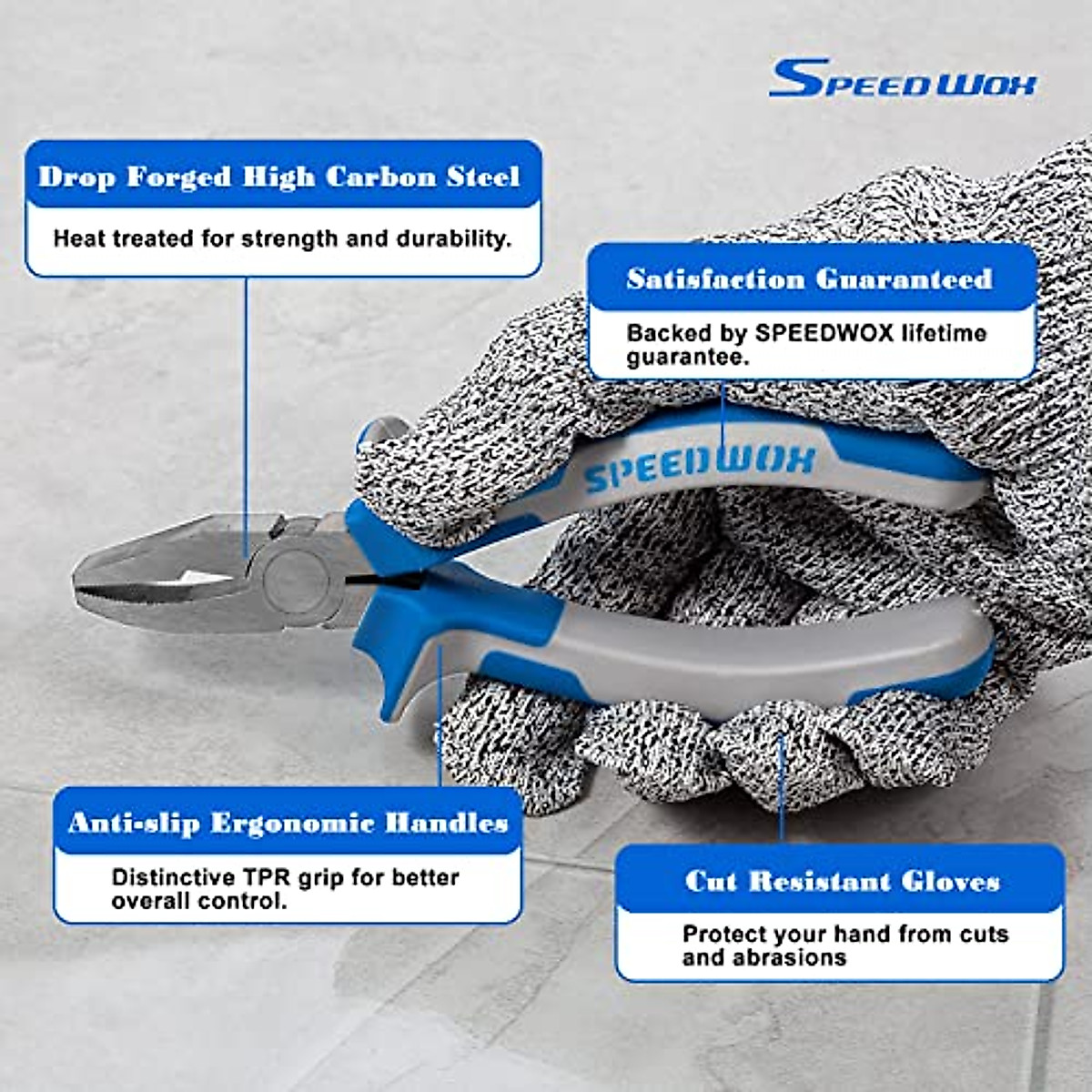 SPEEDWOX 20PCS Heavy Duty Mosaic Wheeled Glass Nippers with Replacement Cutting Wheel Glass Running Pliers Breaker Grozer Pliers Oil Feed Glass Cutter Set Cut Resistant Gloves Leather Zipper Bag