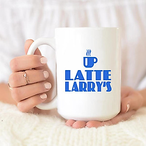 Latte Larry's Coffee Shop Coffee Mug - Funny Cute Graphic Ceramic Coffee Mug Coffee Mugs Tea Cup Fun Novelty Gift 15 oz