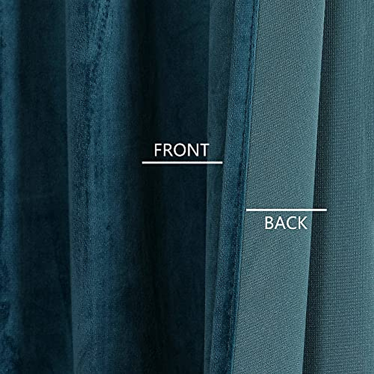 Benedeco DeepTeal Velvet Curtains for Bedroom Window, Super Soft Luxury Drapes, Room Darkening Thermal Insulated Rod Pocket Curtain for Living Room, W52 by L96 inches, 2 Panels