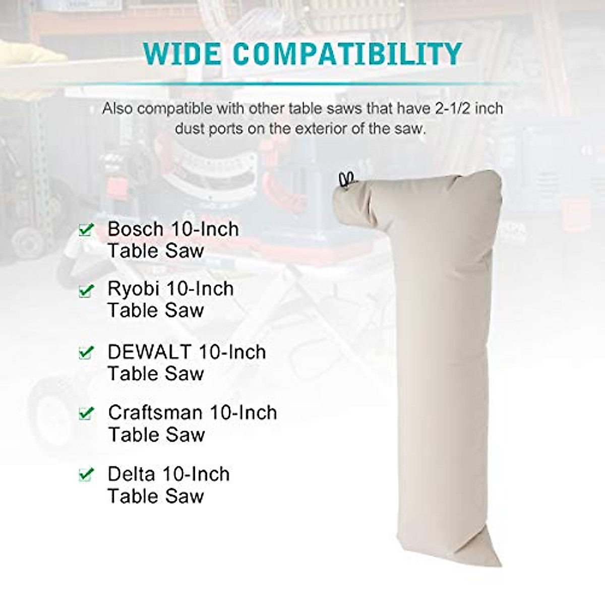 LANMU Table Saw Dust Collector Bag Compatible with Bosch/Dewalt/Ryobi/Craftsman/RIGID/Delta/Porter Cable/Makita/Metabo/Kobalt/Skilsaw 10" Tablesaws with 2.5" Dust Port