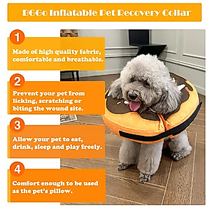 BGGo Inflatable Dog Cone, Dog Donut Collar for After Surgery, Soft Adjustable Blow up Dog E-Collar for Small Medium Large Dog and Cats