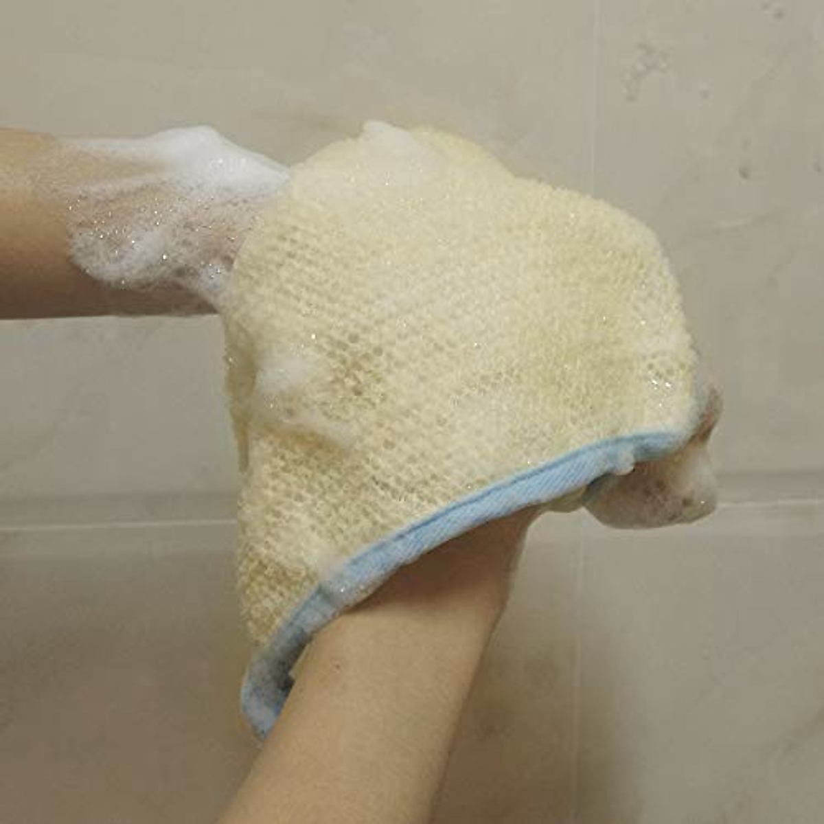 Bleu Bath (6 Pack) Dual-Sided Exfoliating Skin Towel Natural Terry Body Cloth Scrubber Premium Sturdy Loofah Towel Soft and Buffing Wash Cloth White for Either Oil or Dry Skin