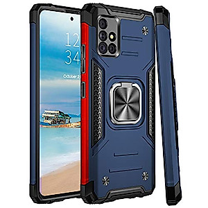 IKAZZ Galaxy A51 4G Case with Screen Protector,Dual Layer Soft Flexible TPU and Hard PC Cover Anti-Slip Full-Body Rugged Protective Phone Case with Kickstand for Samsung Galaxy A51 4G Blue