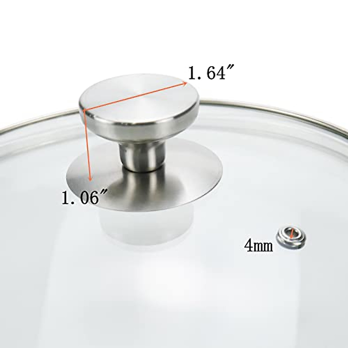 Tsnamay 10 Inch Clear Glass Pot Lid for Frying Pan Replacement Cover Can Withstand 356°F (180℃) with Stainless Steel knobs