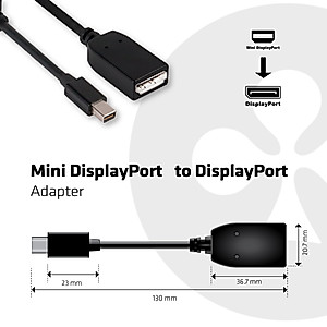 Club3D UltraAV Mini DisplayPort to DisplayPort Adapter Cable (CAC-1110), Black