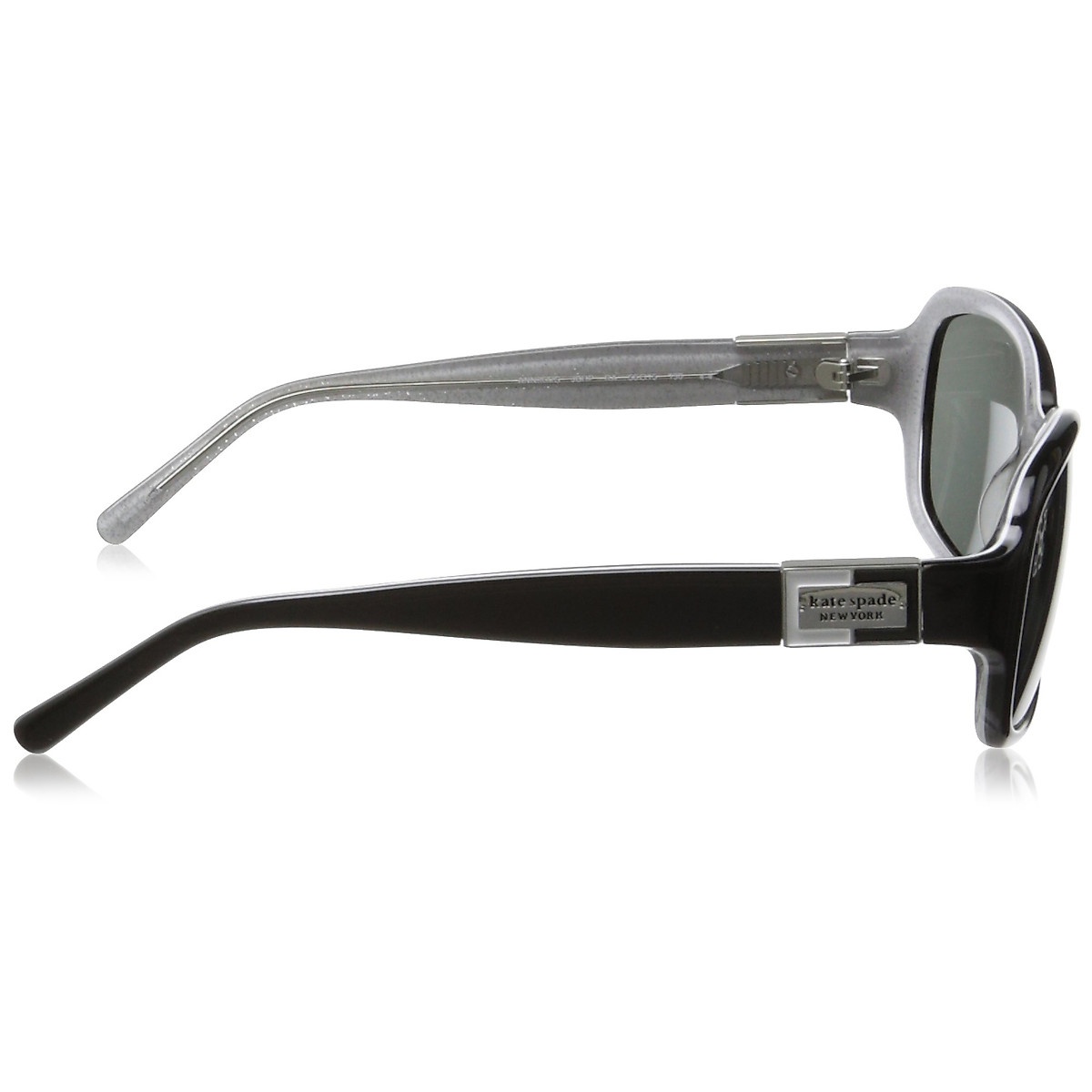 Kate Spade New York Women's Annika Rectangular Sunglasses, Black Silver Spark/Gray, 57 mm