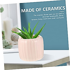 SECFOU 1pc Size Shop Arrangement Succulents Round Lovely Plants Floral Matte Desktop Office Pink Vases Windowsill Accessories Nursery Basin Bonsai and Gardening Table Center Holder