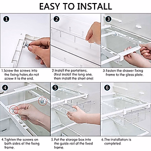 Simfree Pull Out Fridge Drawer,Fridge Drawer Organizer,Refrigerator Drawer Organizer,Pull Out Shelf Storage Transparent Organizer for Egg,Fruit,Vegetable,Seafood,Beef-4 compartments