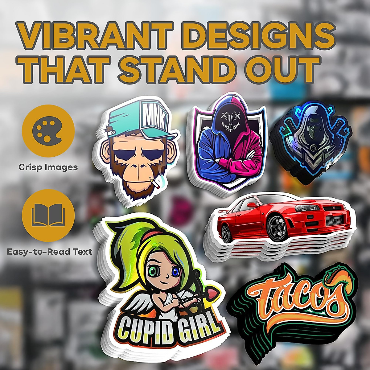 VulgrCo Custom Design Your Own Personalized Labels Stickers Decals Text Name Image Photo 120 Pack