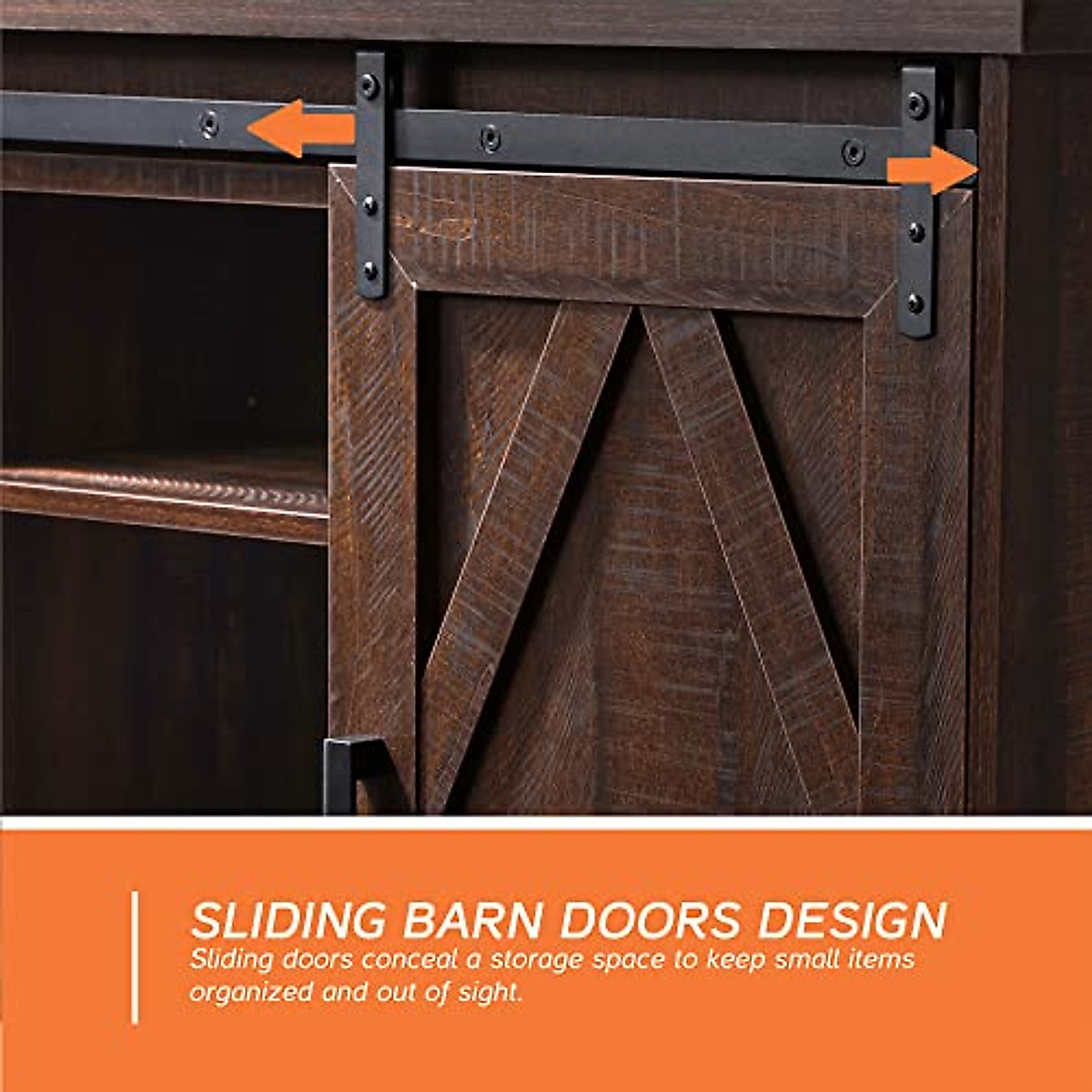 WAMPAT LED 2 in 1 Buffets & Sideboards Buffet Table Bar Cabinet with 2 Doors for Dining Room,Brown