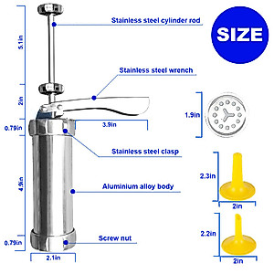 YOOUSOO Cookie Maker Cookie Press Gun, Kit Stainless Steel Biscuit Press Maker (with 20 Disc and 4 Nozzles) Homemade Baking Tool Biscuit Cake Dessert DIY Maker and Decoration