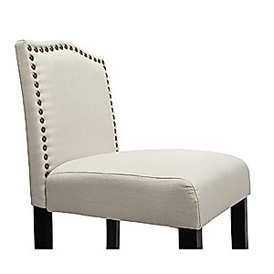 NOBPEINT Nail Head Studded Fabric Backed Bar Stools 29 inch Set of 2, Beige