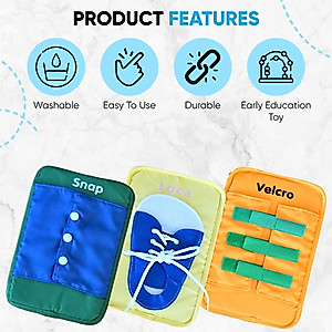 SENSORY4U Learning to Dress Busy Board Cards - Fine Motor Skills for Early Education Kids to Help Learn Basic Life Skills